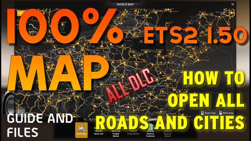 100% opened map in ETS2 1.50 Profile will all DLC - ETS 2 Maps - Euro ...